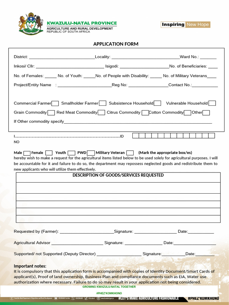 Agricultural Item Request Application Form | PDF | Identity Document ...