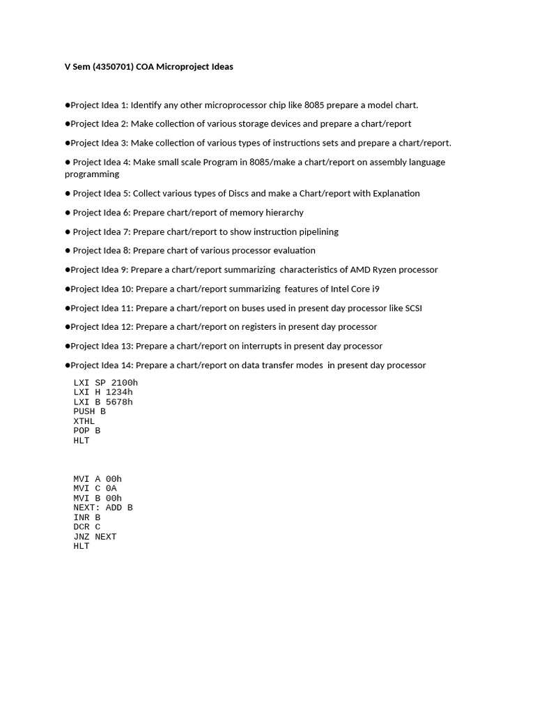 microproject coa1 | PDF | Central Processing Unit | Databases