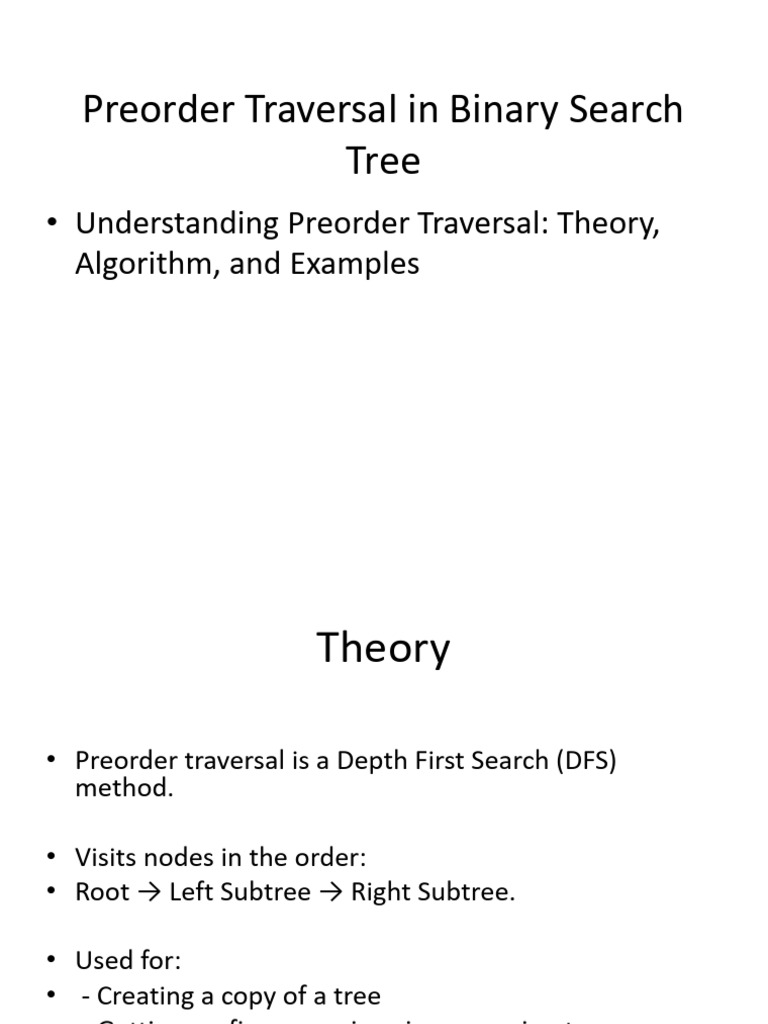 Preorder Traversal BST | PDF