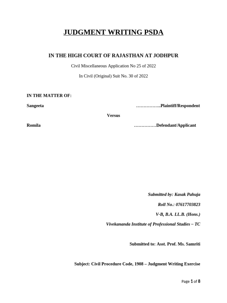 JUDGMENT cpcc | PDF | Lawsuit | Burden Of Proof (Law)