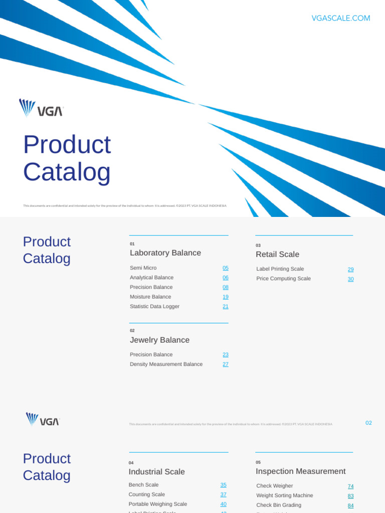 Product Catalogue VGA Scale Indonesia | PDF | Weighing Scale | Calibration