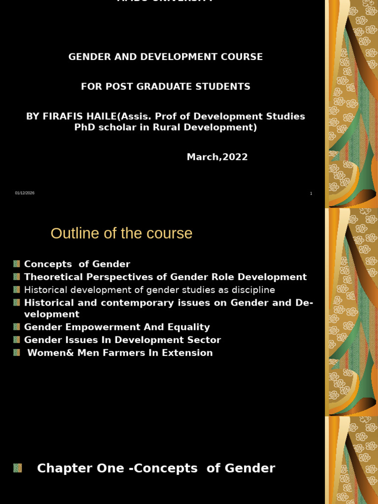 Gender and Development Course Overview | PDF | Gender Studies | Feminism