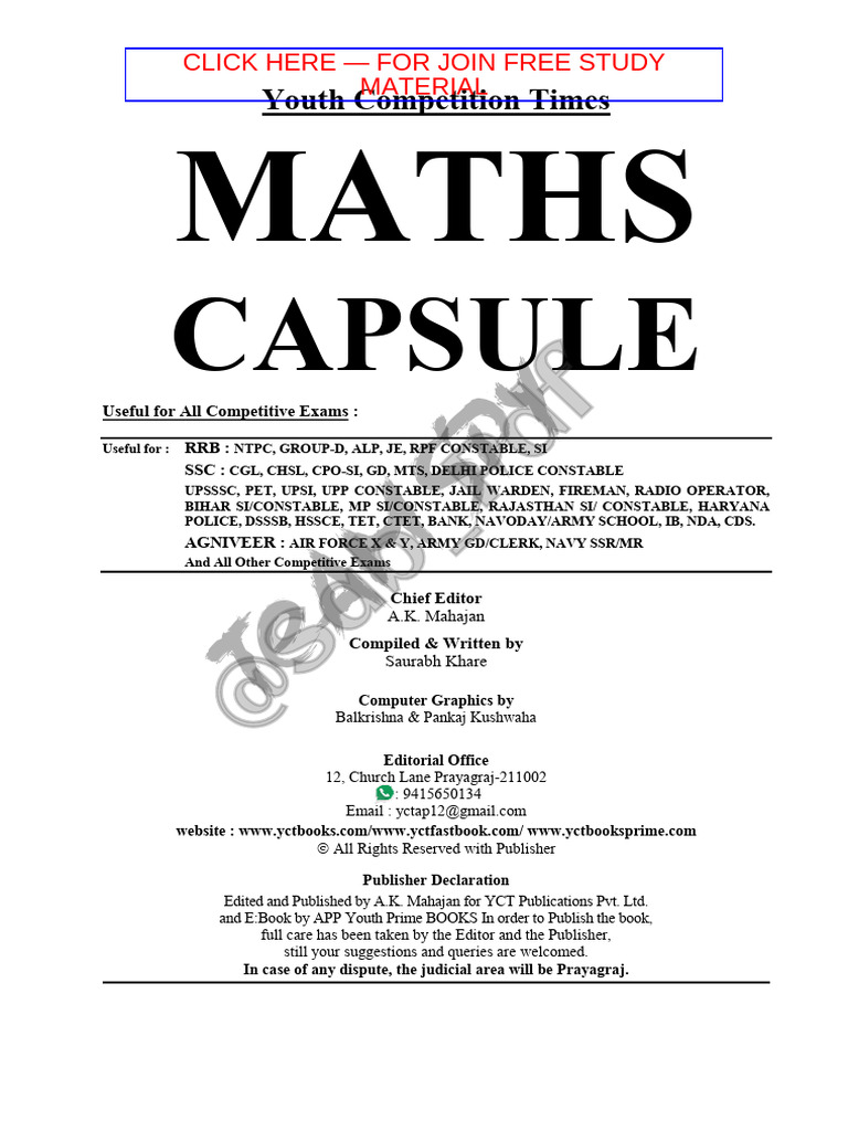 Youth Maths Capsule for Competitive Exams | PDF