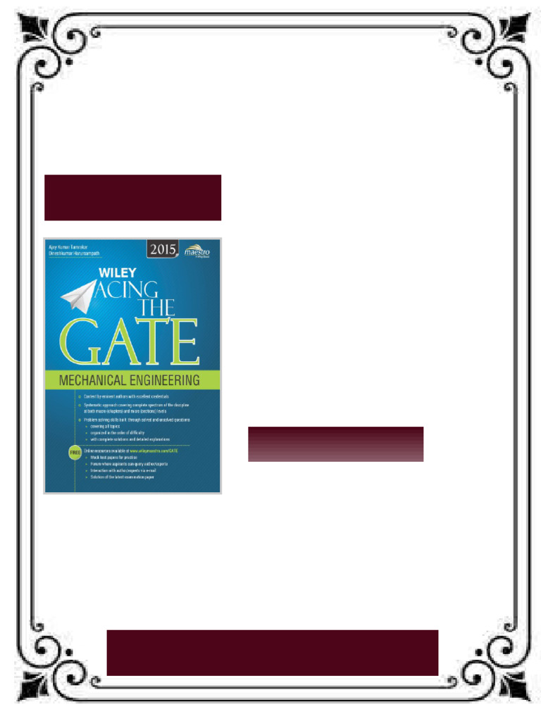 WILEY ACING THE GATE MECHANICAL ENGINEERING First Edition Ajay Kumar ...