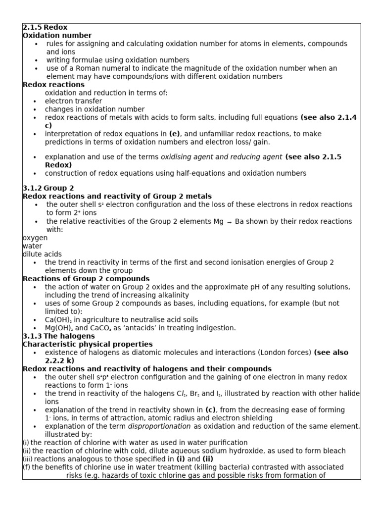 Redox Reactions and Group 2 Reactivity | PDF | Redox | Chemical Reactions