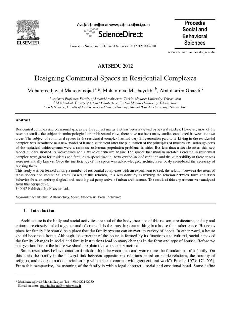 Communal Space Design in Housing | PDF | Family | Sampling (Statistics)