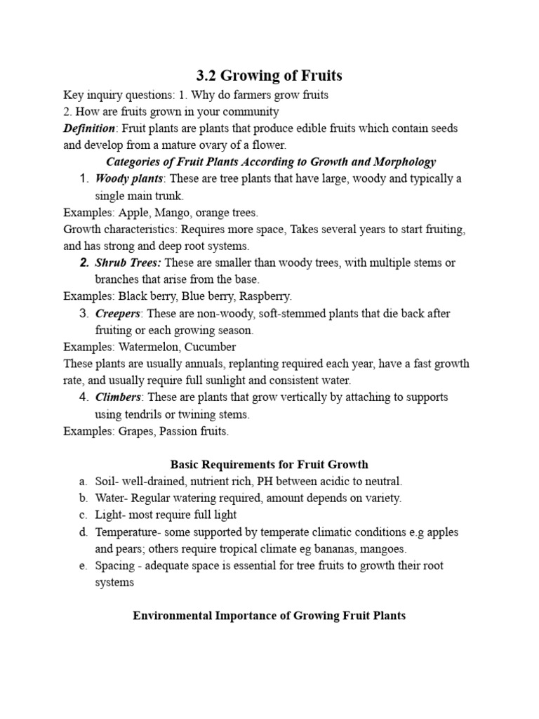 Fruit Plant Growth and Benefits | PDF
