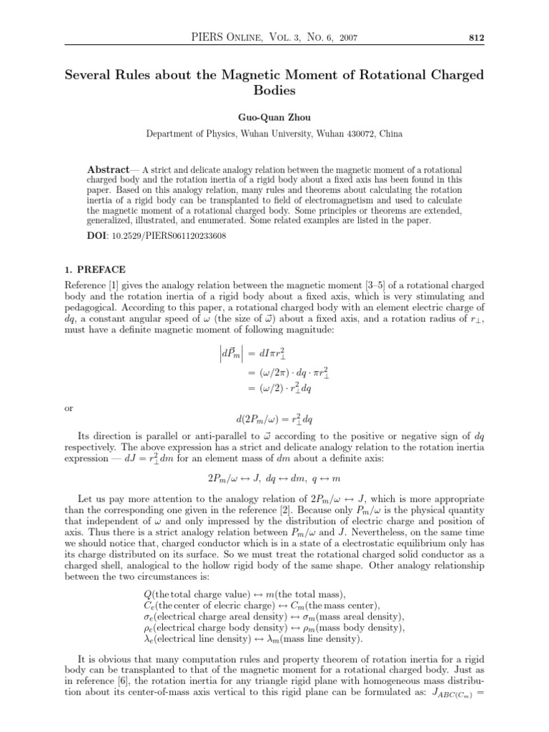 Magnetic Moment of Rotational Charged | PDF | Rotation | Mathematical ...
