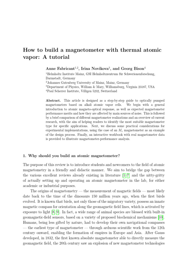 Build an Atomic Magnetometer Guide | PDF | Magnetometer | Physical ...