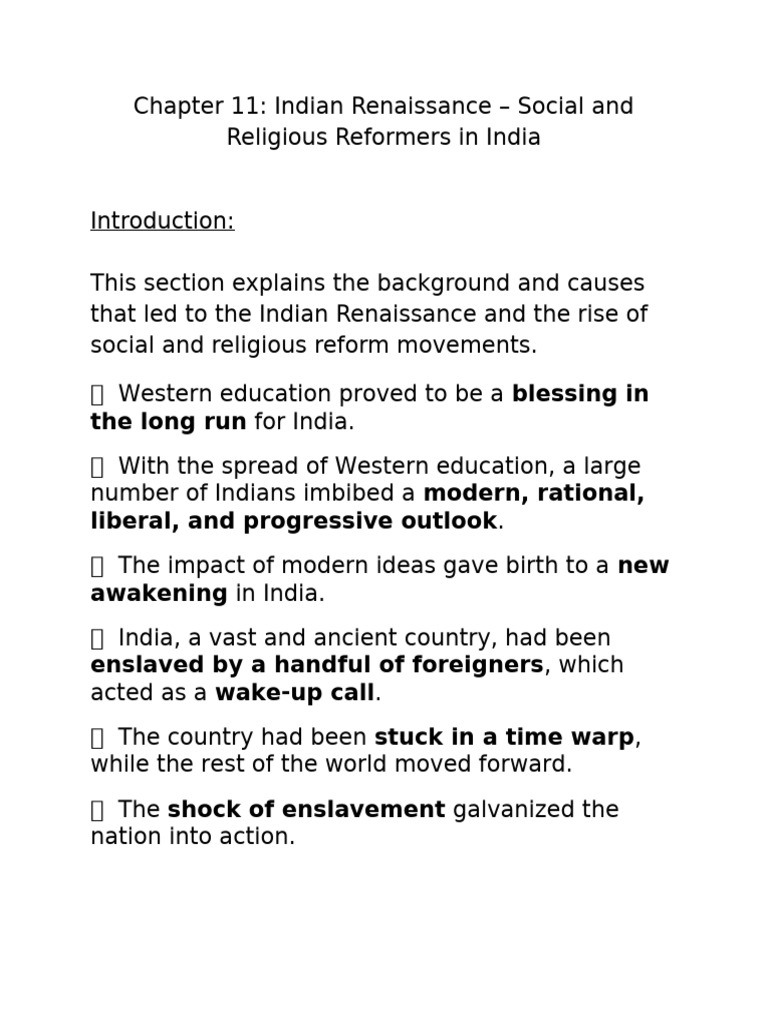 Indian Renaissance: Reformers and Impact | PDF | Vedas | Swami Vivekananda