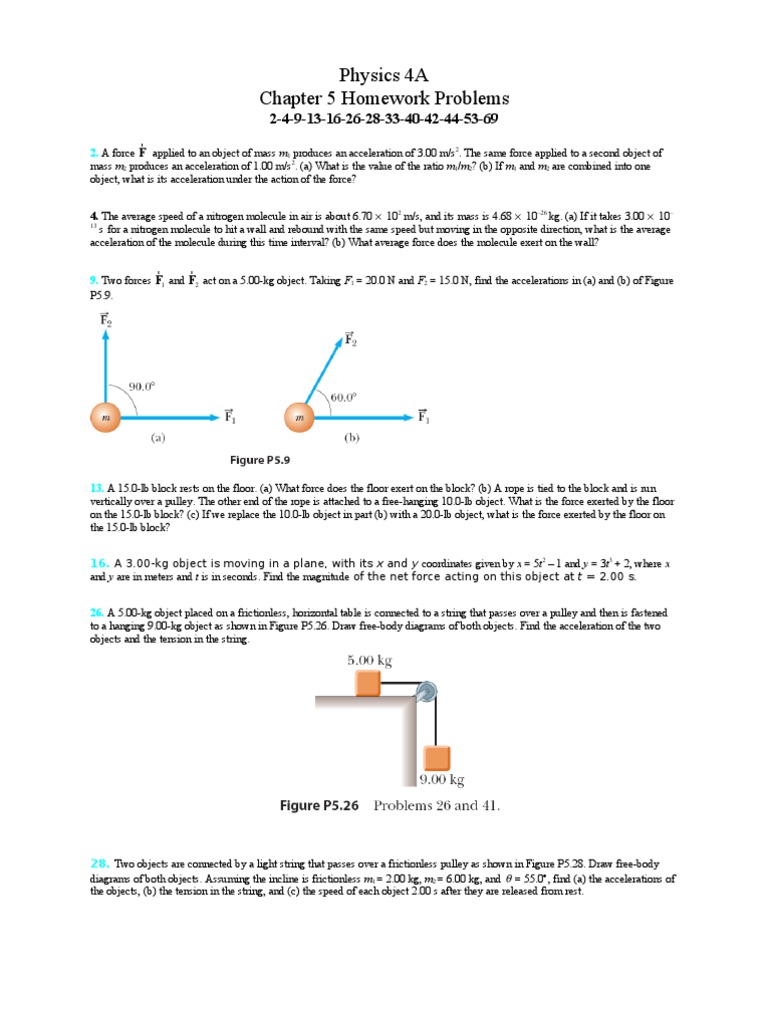 Physics 4A Chapter 5 HW Problems | PDF | Friction | Tension (Physics)