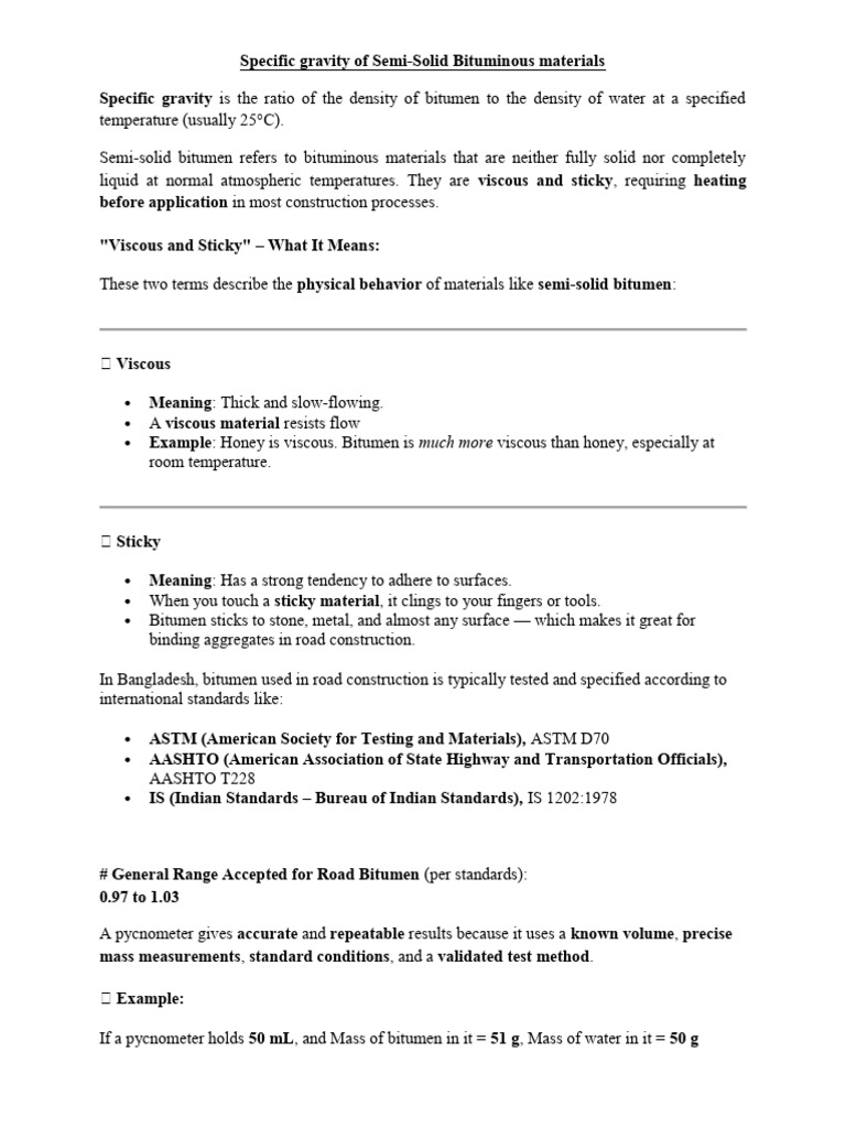 Specific Gravity Test | PDF | Viscosity | Physical Quantities