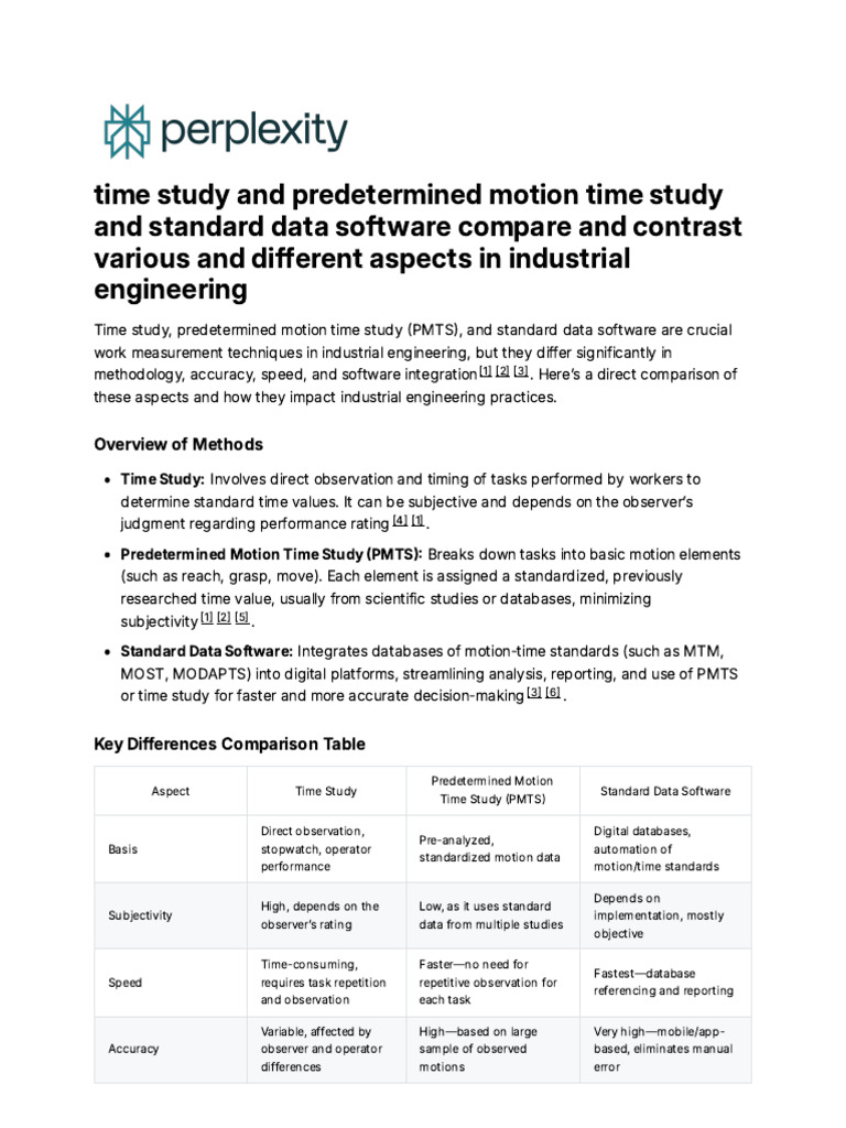 Time Study and Predetermined Motion Time Study And | PDF | Information ...