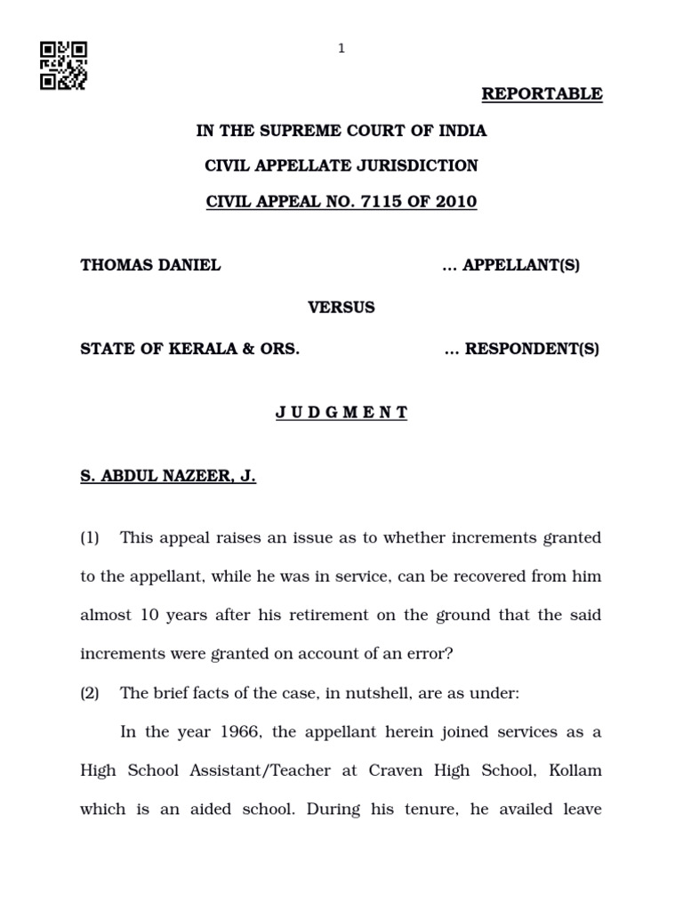 Kerala Increment Recovery Case | PDF | Appeal | Judgment (Law)