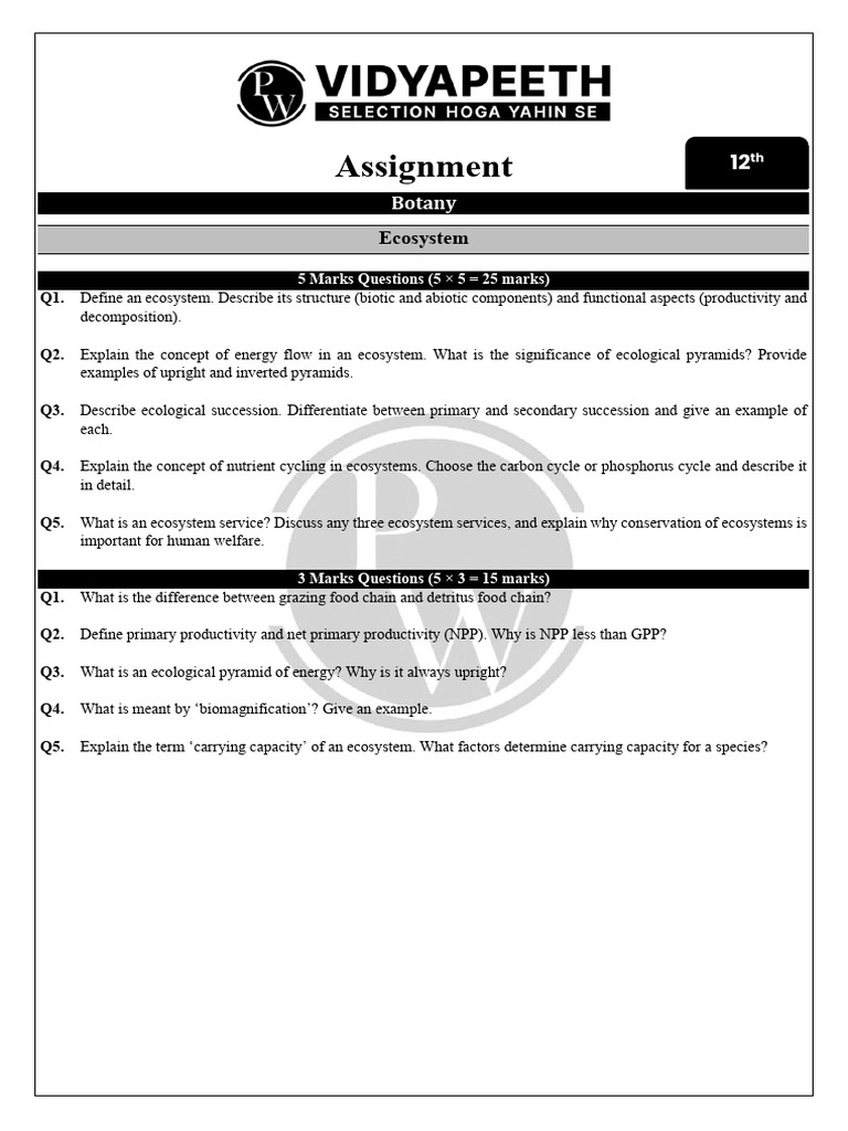 Ecosystem Botany QP | PDF