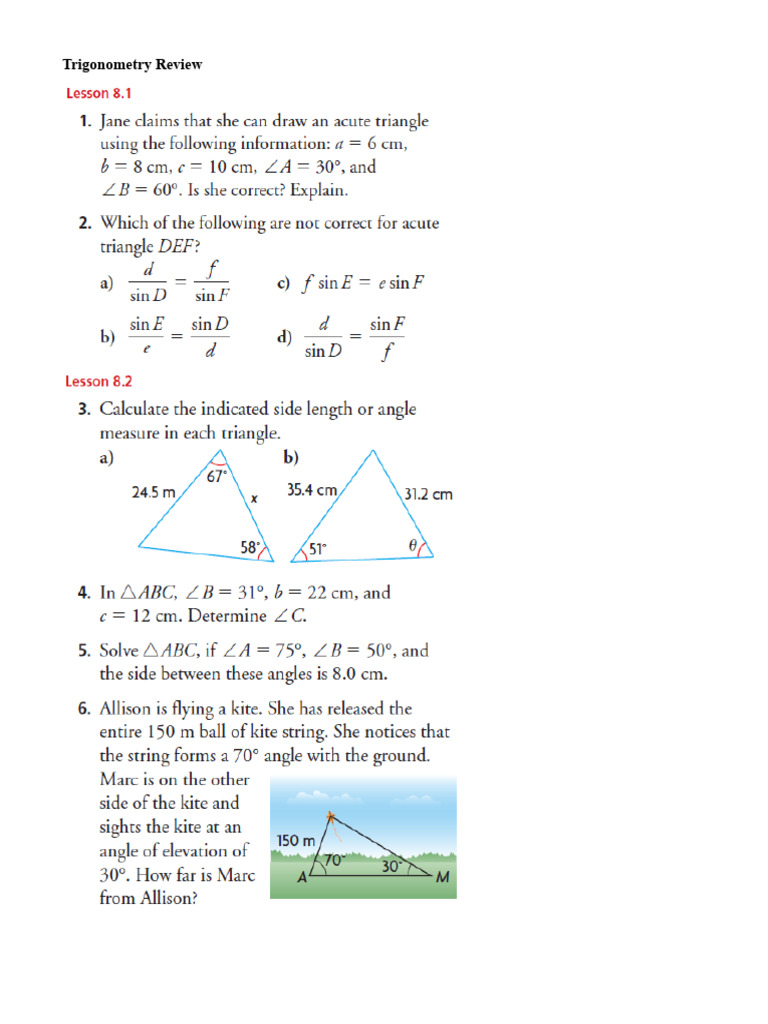 L8 Trigonometry Review | PDF