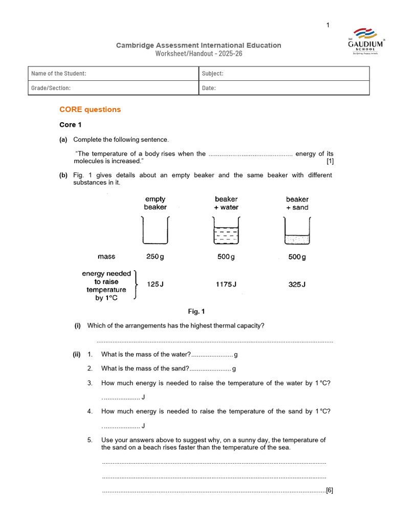 Cambridge Science Worksheet: Heat & Evaporation | PDF | Evaporation ...