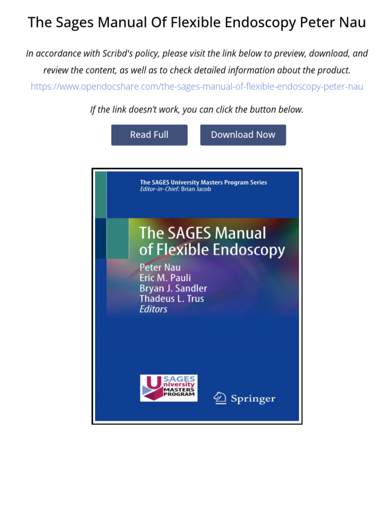 The SAGES Manual of Flexible Endoscopy Peter Nau | PDF | Doctor Of ...