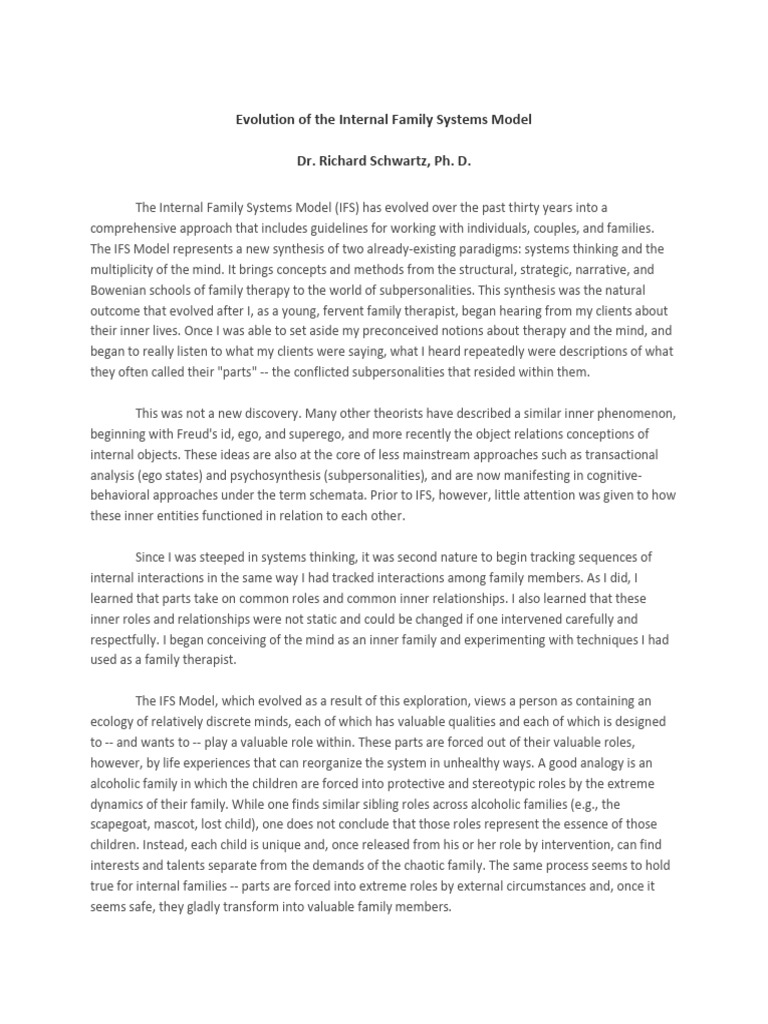 Internal Family Systems Model Overview | PDF | Psychotherapy ...