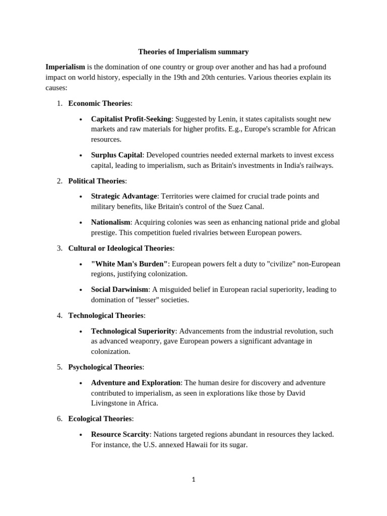 Theories of Imperialism | PDF