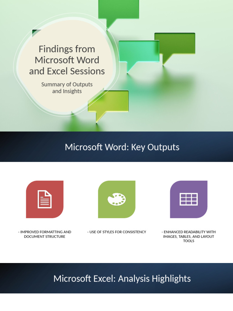 Microsoft Word & Excel Session Insights | PDF | Office Suites ...