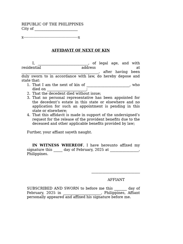 Affidavit of Next of Kin_Draft | PDF