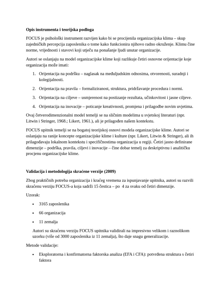 Opis Instrumenta I Teorijska Podloga | PDF