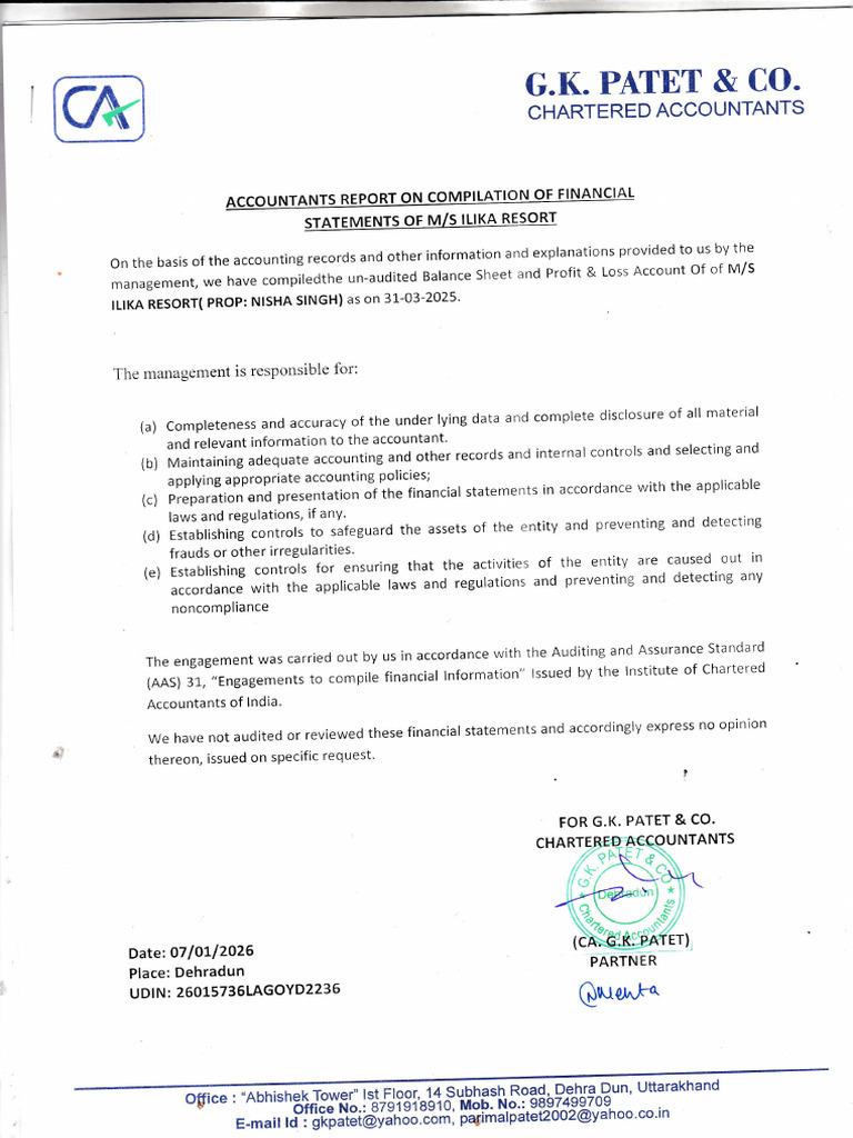 Un-audited Financial Statements for ILIKA RESORT | PDF | Audit ...