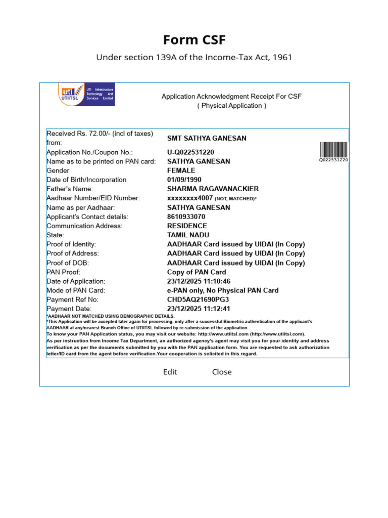 Csf Pan Form | PDF | Applications Of Cryptography | Access Control