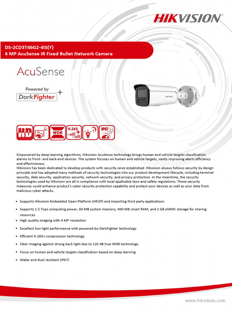 4. DS-2CD3T46G2-4ISY-H_Datasheet_20231211 | PDF | Camera | Camera Lens