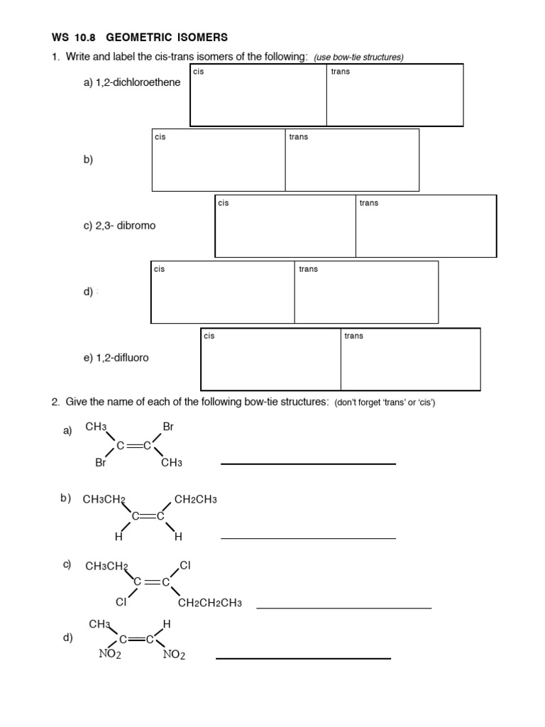 Geometric Isomers: Cis-Trans Examples | PDF