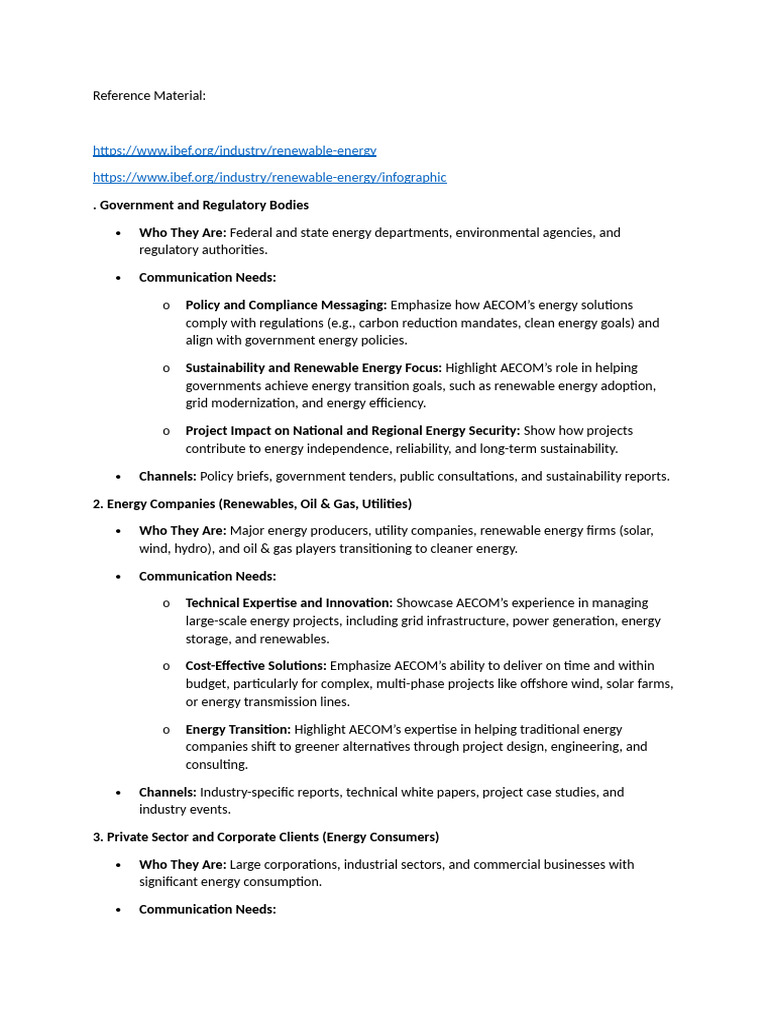 AECOM Energy Communication Strategies | PDF | Renewable Energy ...