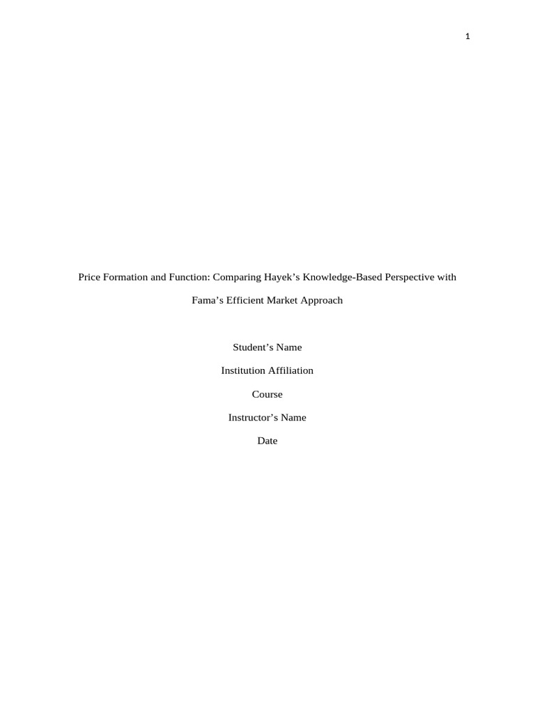 Price Formation and Function | PDF | Market (Economics) | Efficient ...