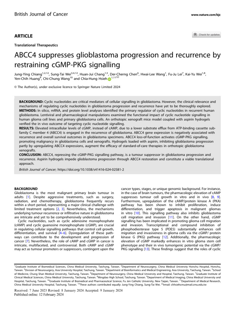 ABCC4 Glioma E-paper 2 | PDF | Glioma | Cell Biology