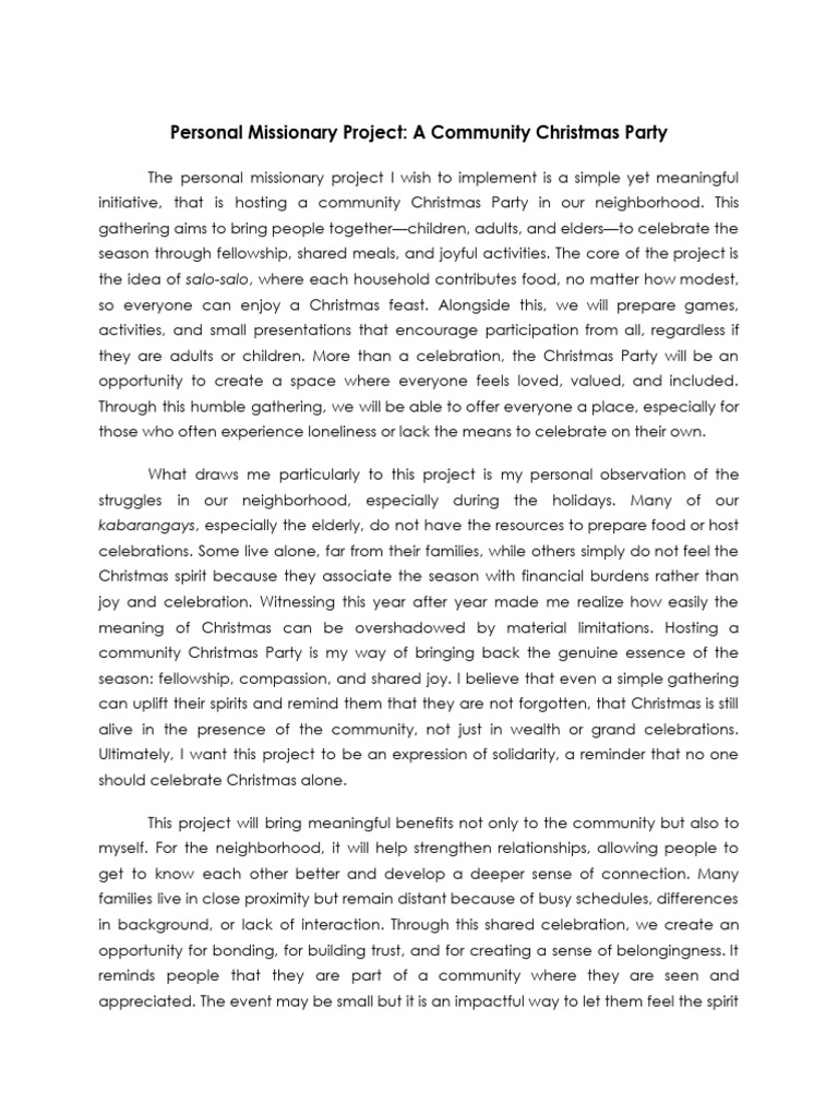 Community Christmas Party Initiative | PDF | Love | Christmas