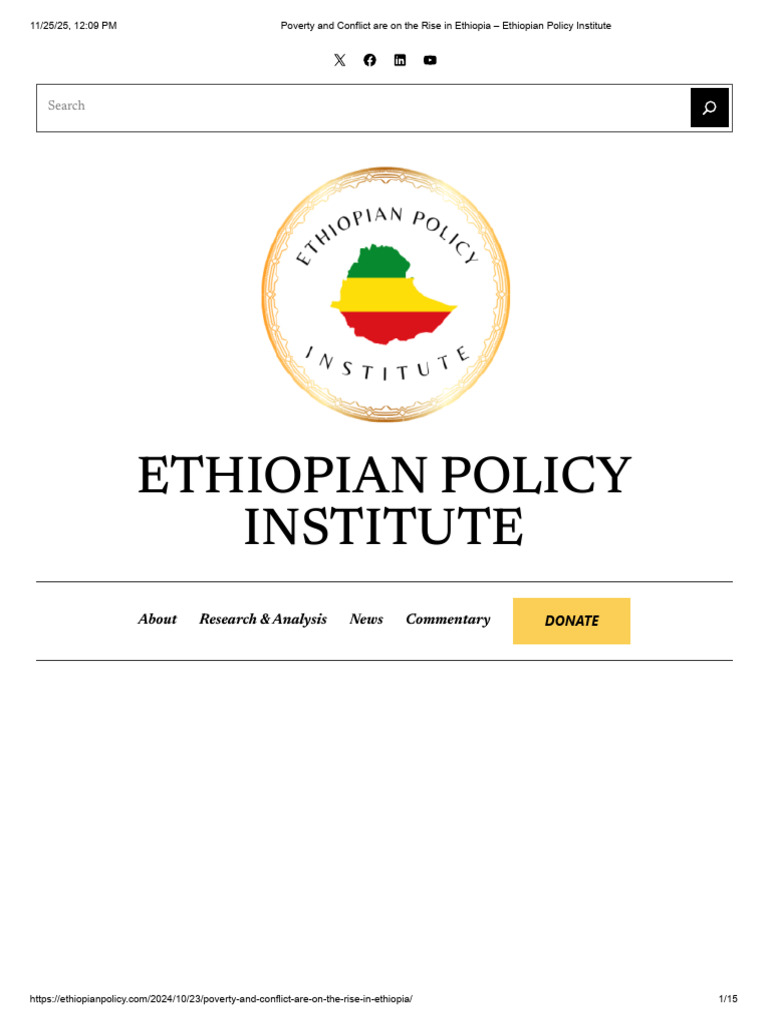 Poverty and Conflict Are on the Rise in Ethiopia – Ethiopian Policy ...