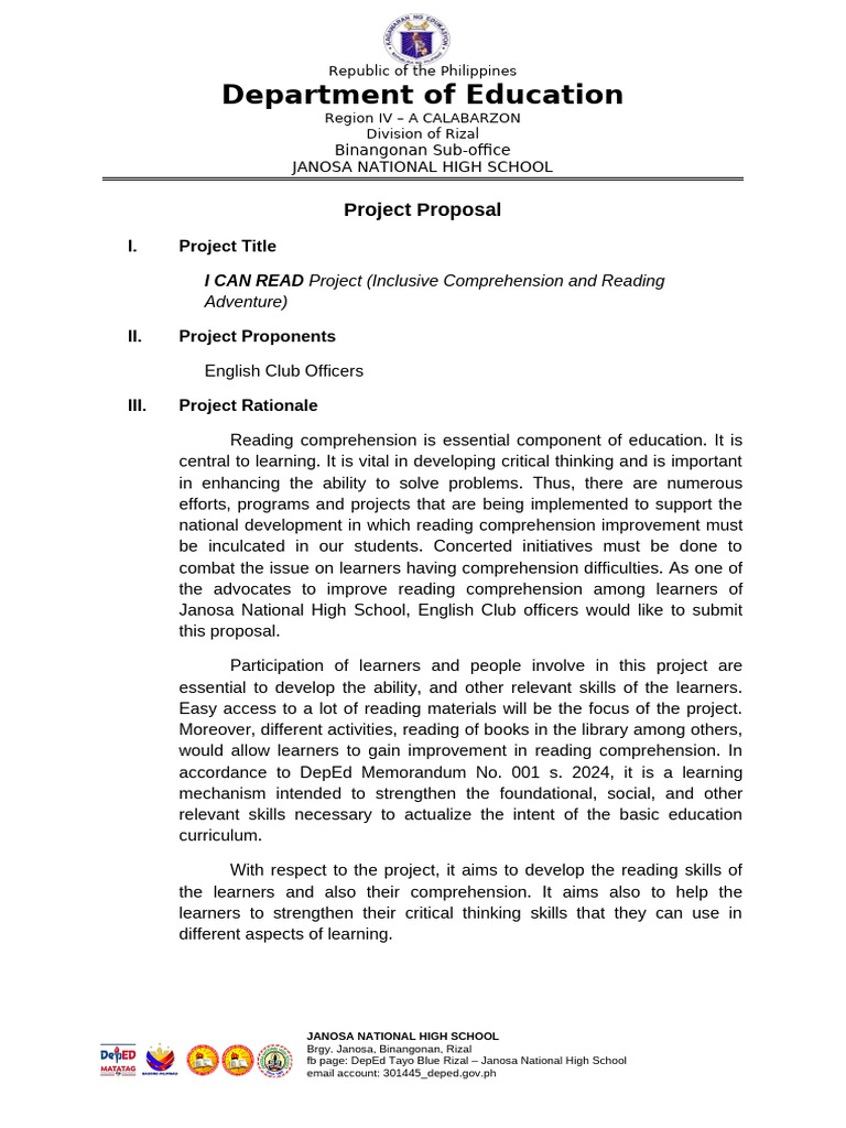 I CAN READ Project | PDF | Reading Comprehension | Learning