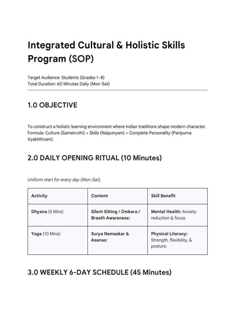 Holistic Skills Program for Grades 1-8 | PDF