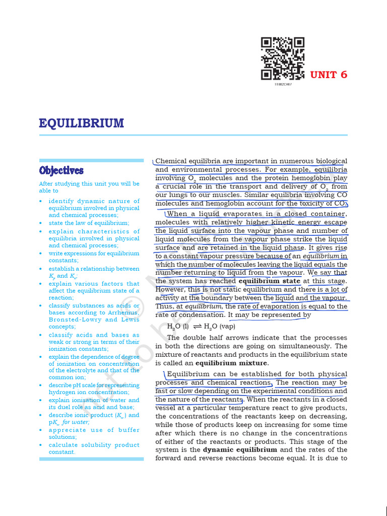 Equilibrium Ncert | PDF | Chemical Equilibrium | Solubility