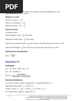 Edexcel S1 Statistics Formula Sheet | PDF | Variance | Statistical Analysis