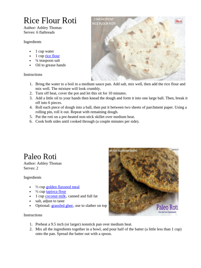 Rice Flour Roti | PDF | Flax | Flour
