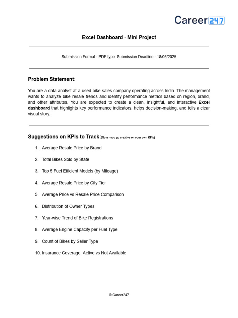 Excel Dashboard for Bike Resale Analysis | PDF | Microsoft Excel ...