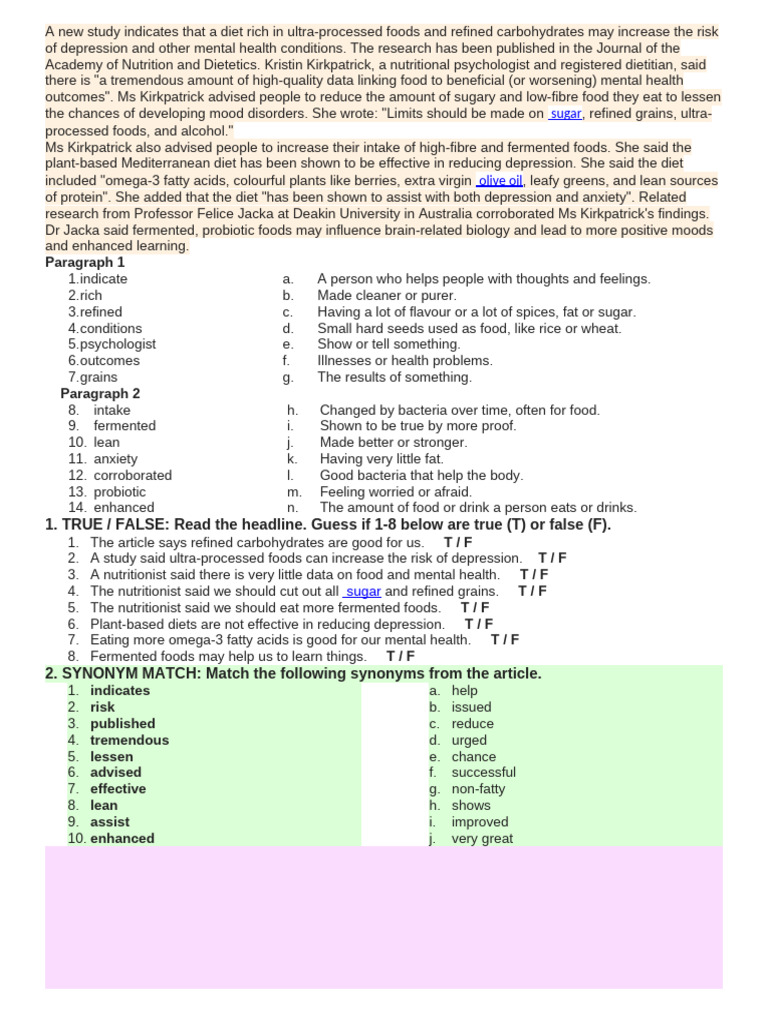 A New Study Indicates That a Diet Rich in Ultra | PDF | Foods | Diet ...