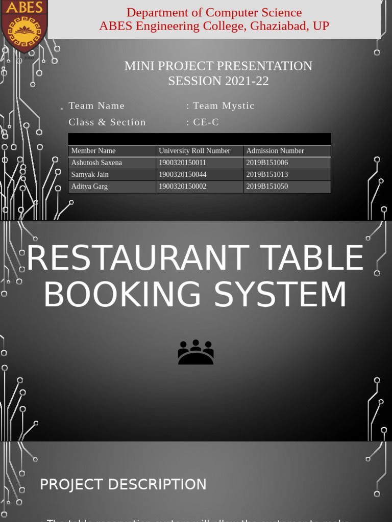 Restaurant Table booking System | PDF