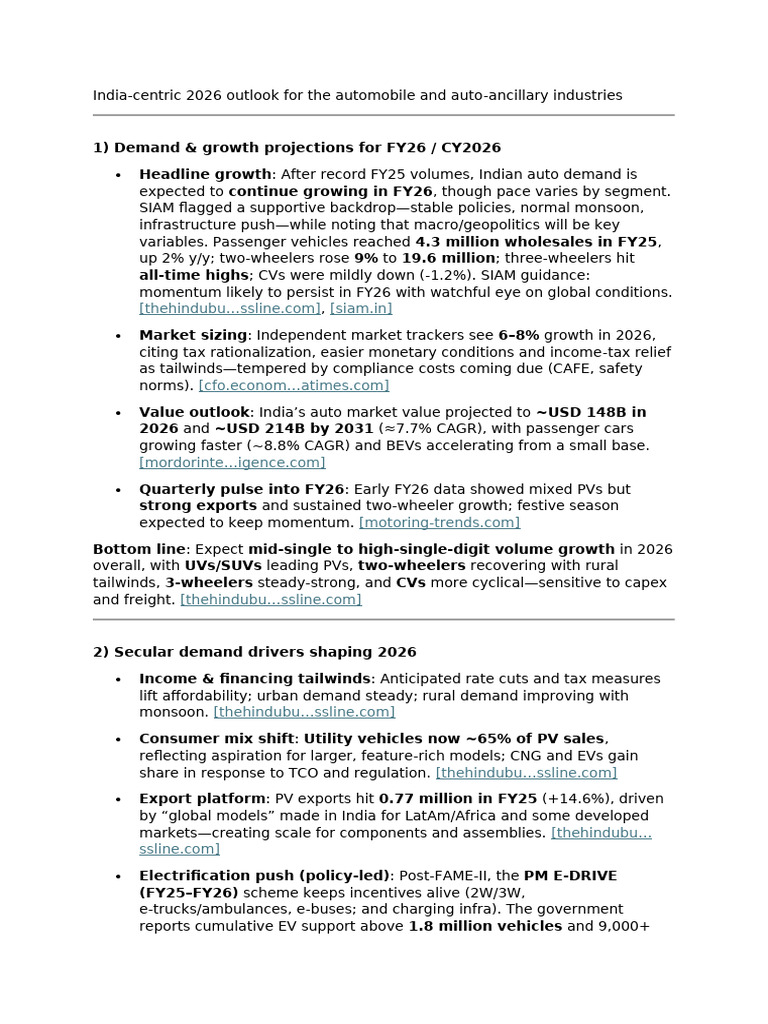 India Auto Industry Outlook 2026 | PDF | Fuel Economy In Automobiles ...