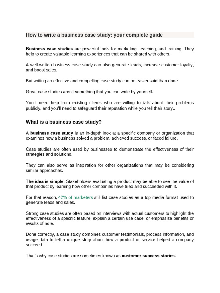 How To Write A Business Case Study | PDF | Marketing | Interview