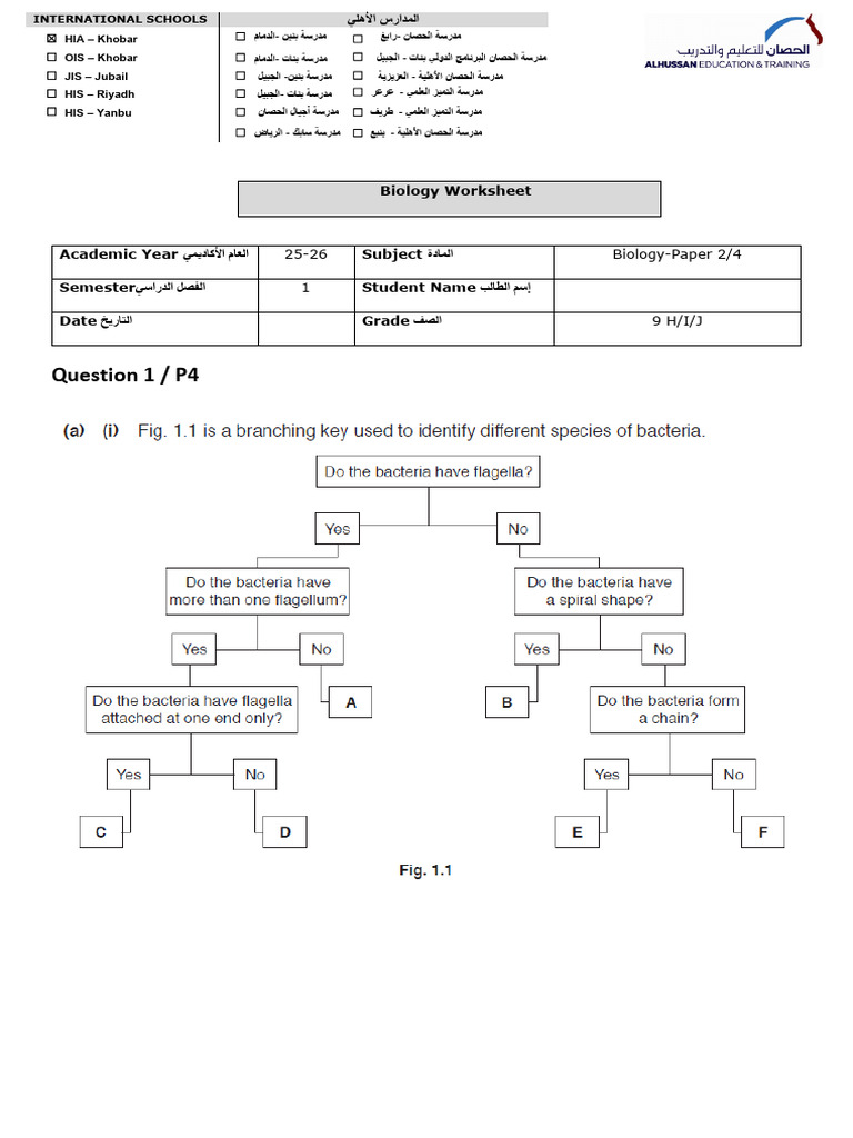 Topic 1-Biology Worksheet #2 | PDF