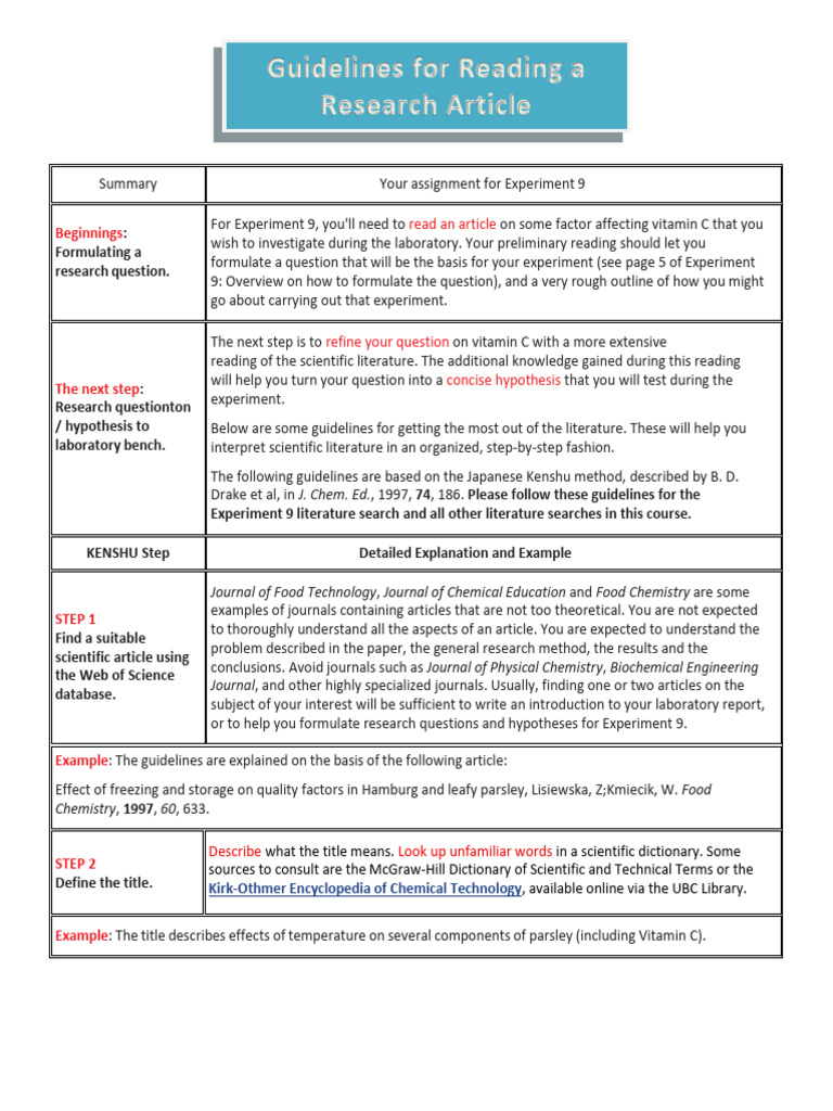 Researching Vitamin C Effects in Parsley | PDF | Experiment | Abstract ...