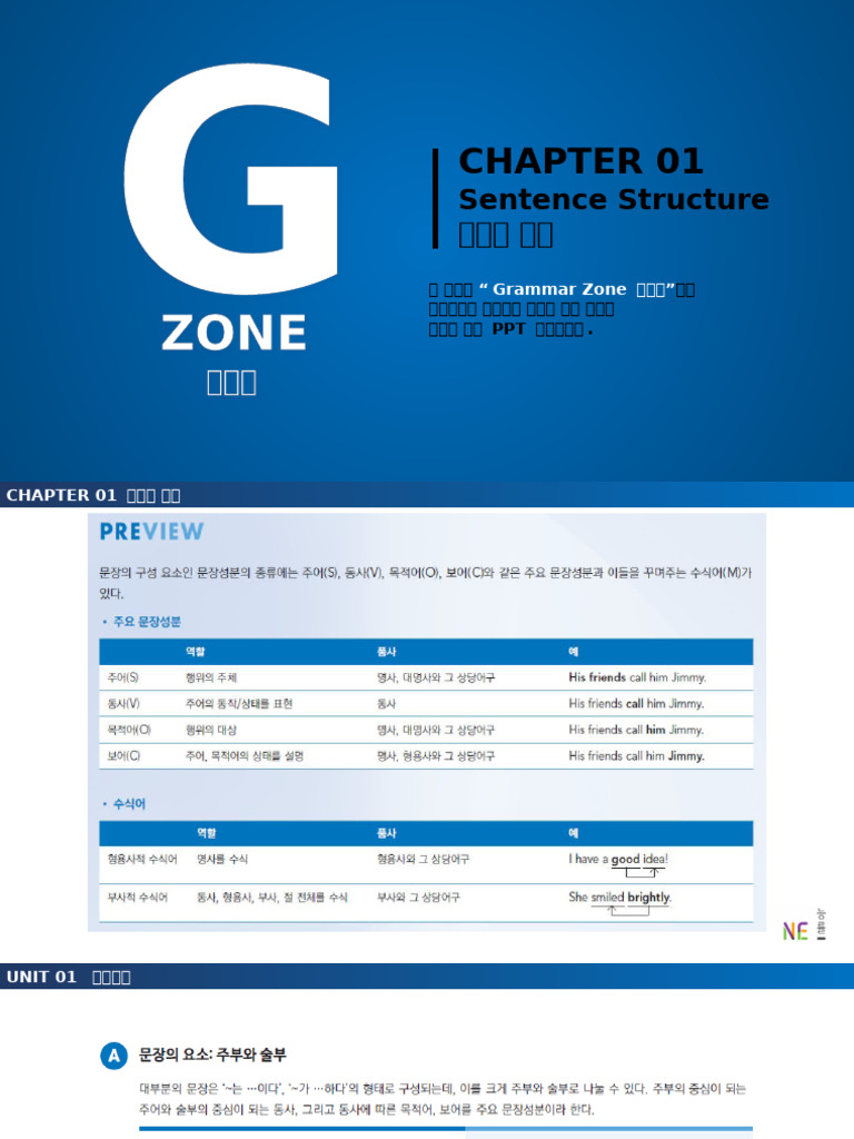 G-Zone 종합편 - 본문PPT - Ch 01 문장의 구성 | PDF