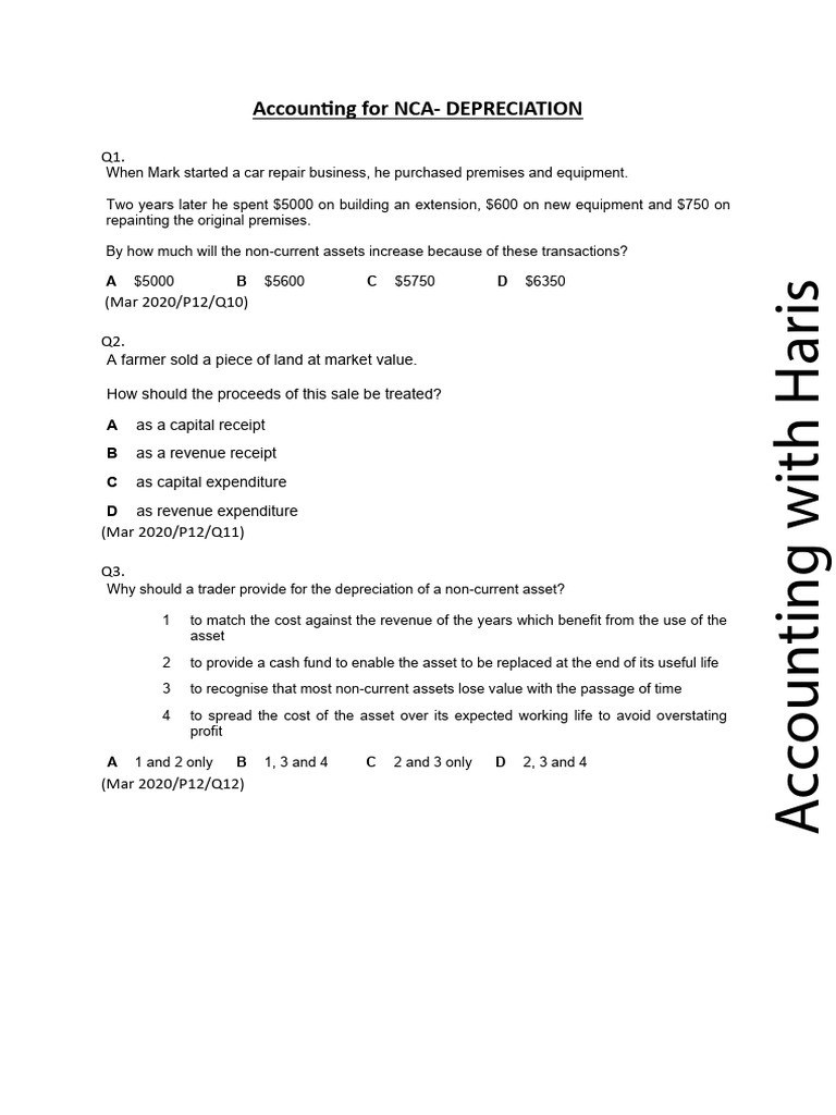Accounting for Nca or Depreciation | PDF | Debits And Credits ...
